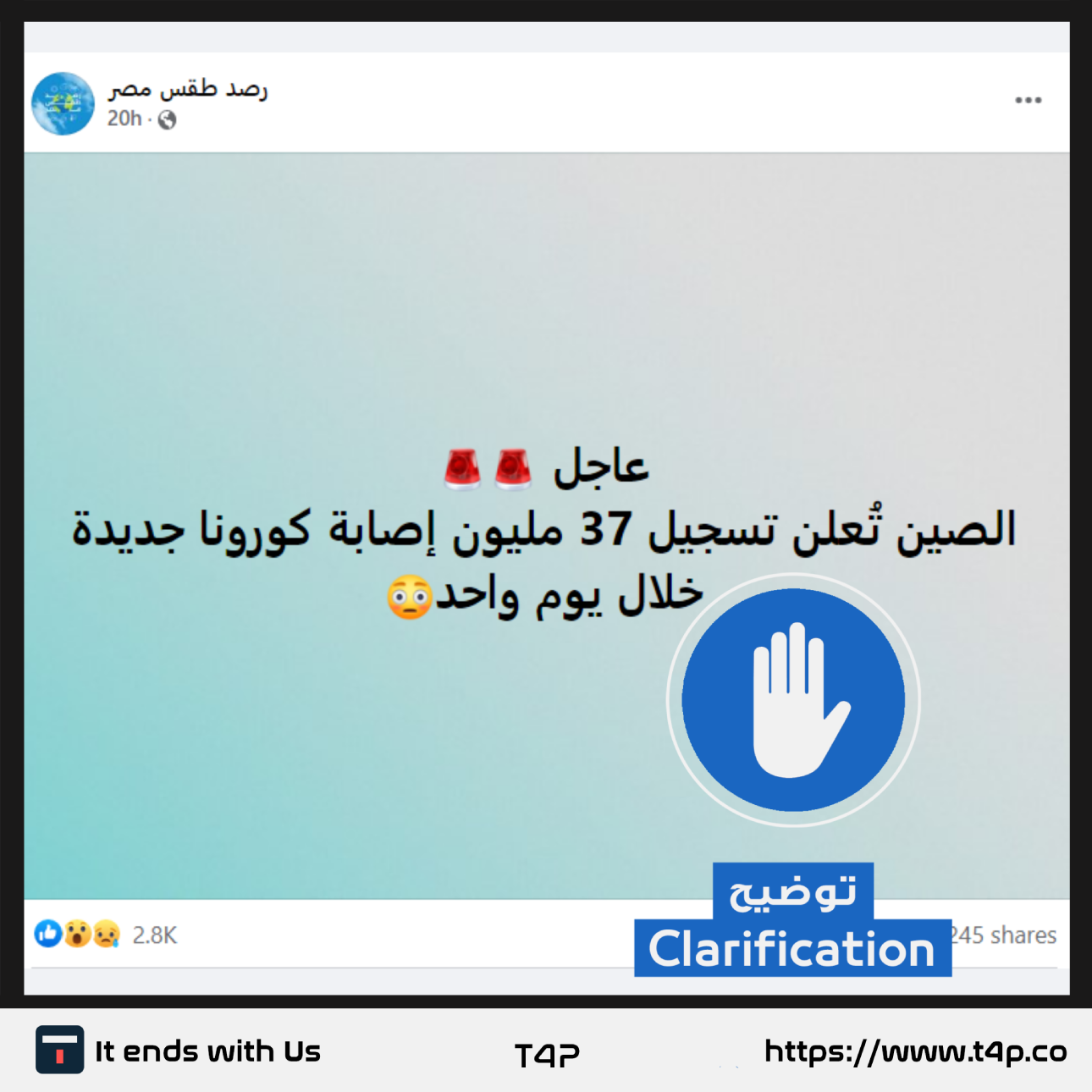 ما حقيقة خبر تسجيل 37 مليون إصابة بفيروس كورونا في الصين خلال يوم واحد